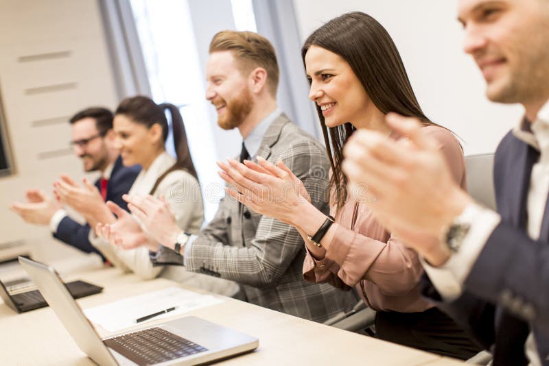 Group of Business People Clapping Their Hands at the Meeting Stock ...