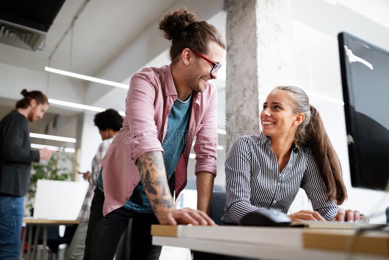 Group of Business People Collaborating on Project in Office Stock Image ...