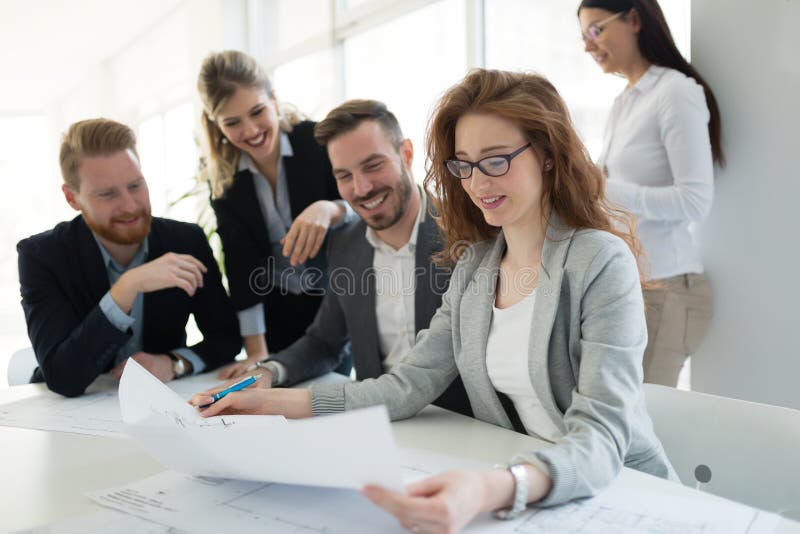 Group of Business People Collaborating in Office Stock Photo - Image of ...
