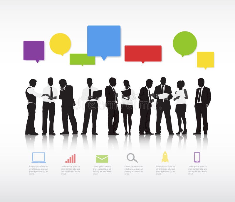 Group of Business People and Computer Icons Stock Illustration ...