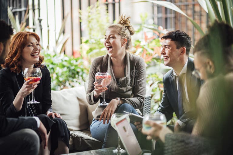 Business People Drinking after Work Stock Photo - Image of life, group ...