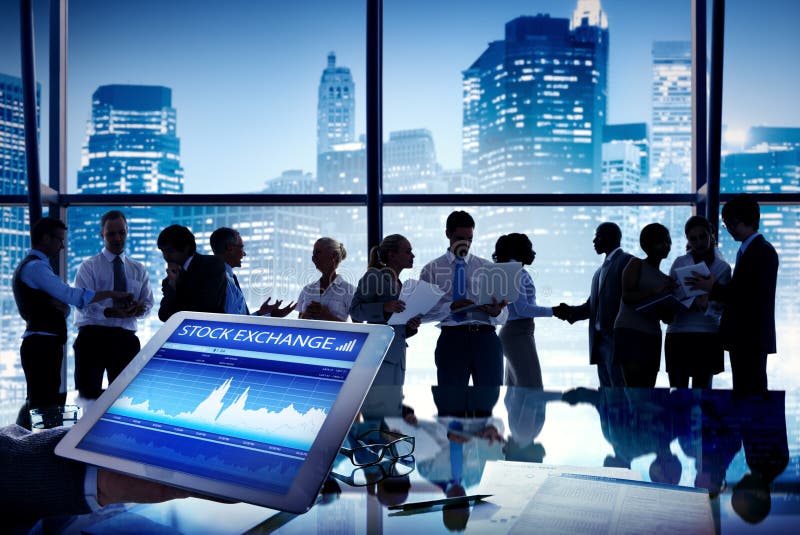 Group of Business People Discussion Stock Exchange Stock Image - Image ...