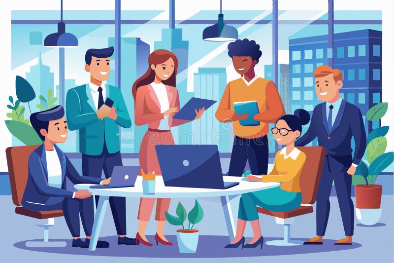 A Group of Business People Engage in Productive Discussions and ...