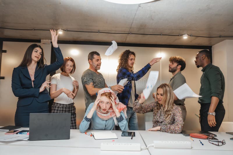 Group of Business People Giving Up on Complicated Project. Diverse ...