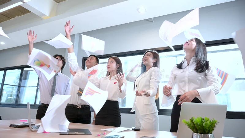 A Group of Business People are Happy To Throw the Work Document Stock ...