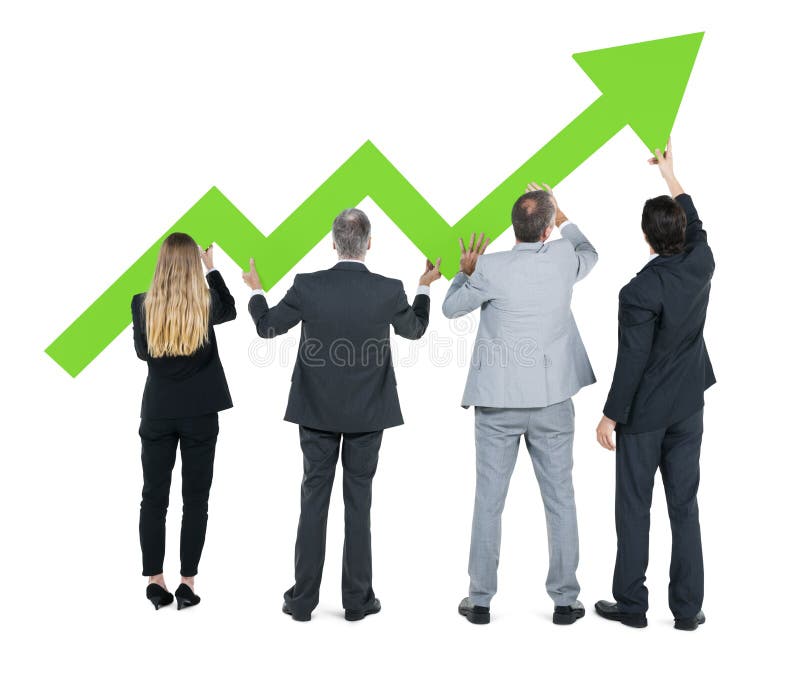 Group of Business People Holding the Green Row Concept Stock Photo ...