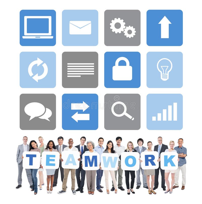 Group of Business People Holding Word Teamwork Stock Illustration ...