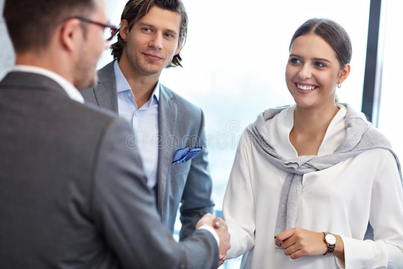 Group of Business People Introducing One Another Stock Photo - Image of ...