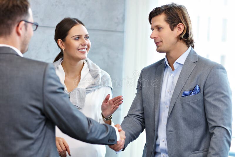 Group of Business People Introducing One Another Stock Image - Image of ...
