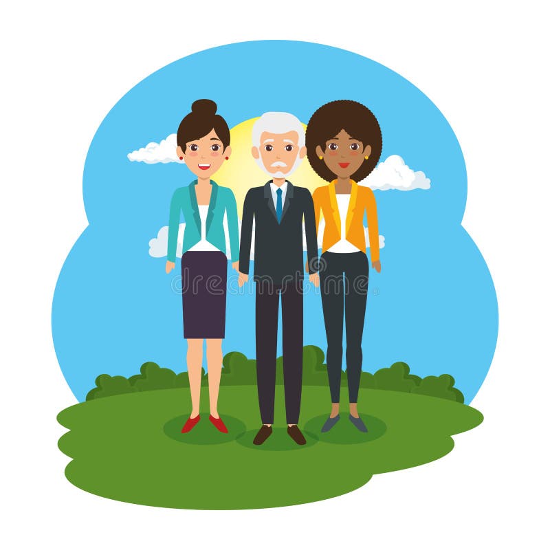 Group of Business People in the Landscape Stock Vector - Illustration ...