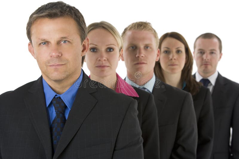 Group of Business People in a Line Looking Serious Stock Photo - Image ...