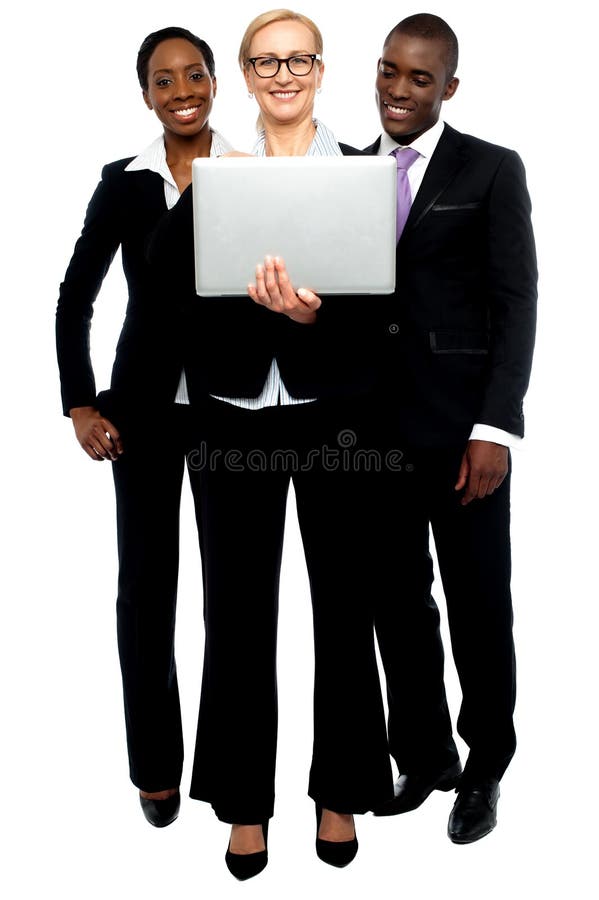 Group of Business People Looking into Laptop Stock Image - Image of ...