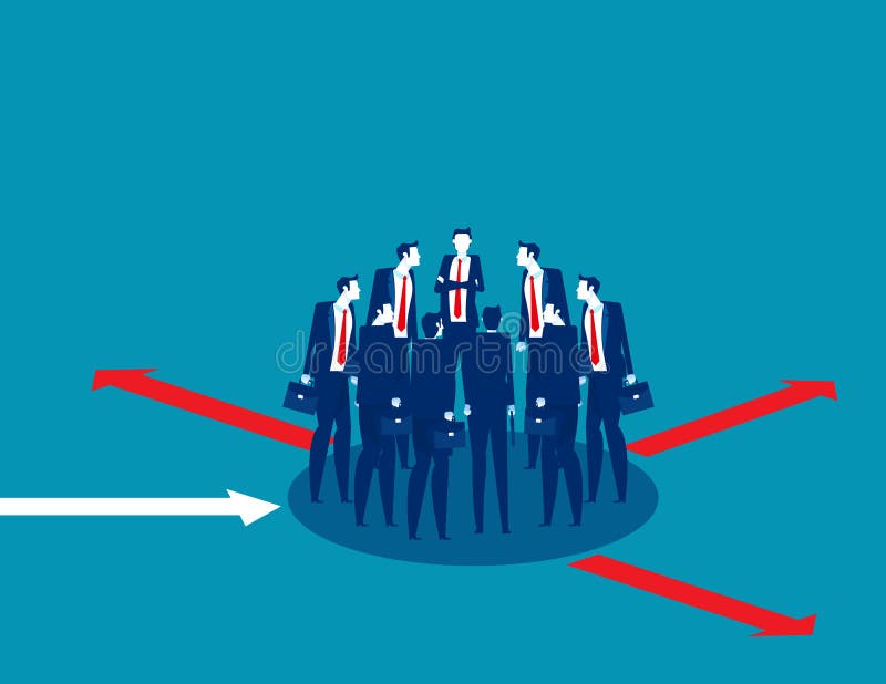 Group of Business People Meeting and Direction Arrows Stock Vector ...