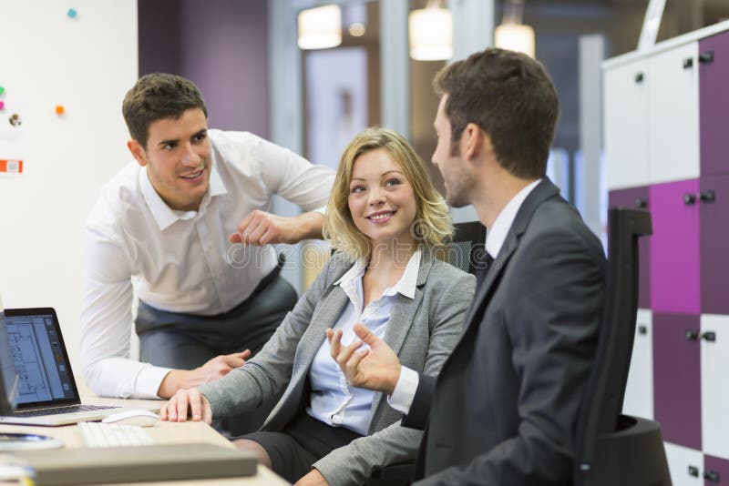 Group of Business People in a Meeting at Office, Working on Comp Stock ...