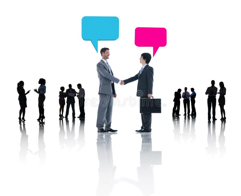 Group of Business People Meeting Speech Bubbles Stock Image - Image of ...