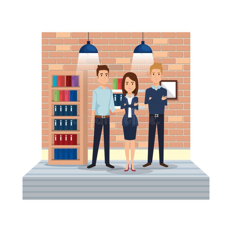 Group of Business People in the Office Corridor Stock Vector ...