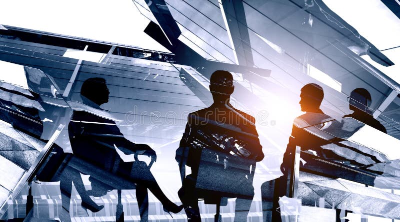 Group of Business People Outlines with Lit Background Stock Photo ...