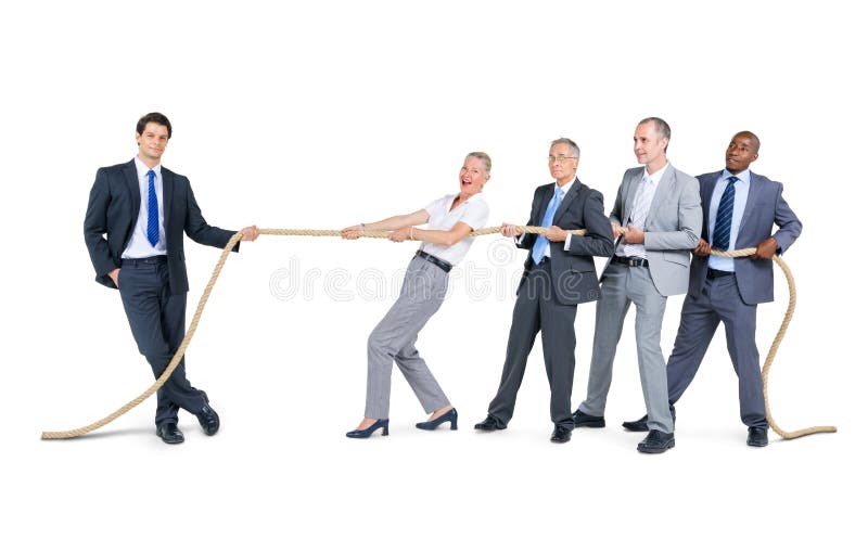 Group of Business People Pulling Rope Stock Photo - Image of champion ...