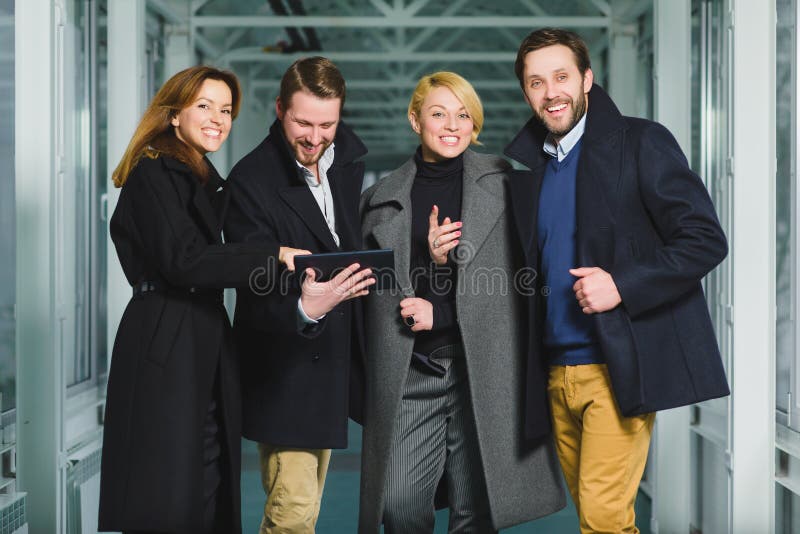 Group of Business People Rejoicing Success Transaction in the Lobby ...
