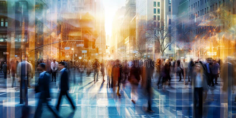 Group of Business People Rushing in the Lobby. Motion Blur, AI ...