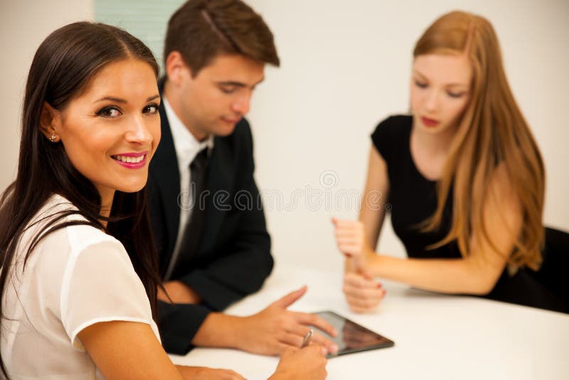 Group of Business People Searching for Solution with Brainstormi Stock ...