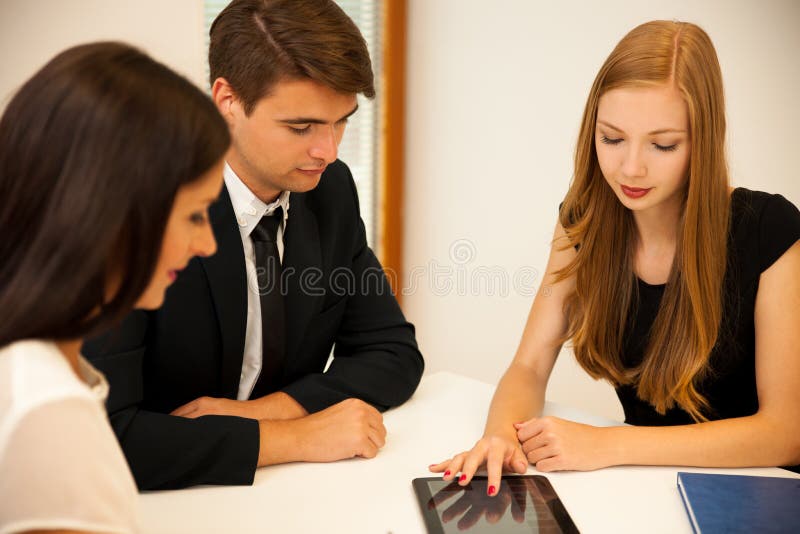 Group Of Business People Searching For Solution With Brainstorming ...
