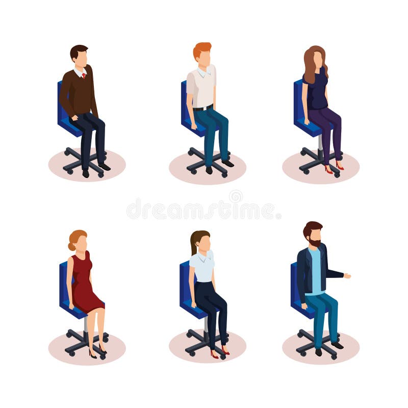 Group of Business People Sitting in Office Chairs Stock Vector ...
