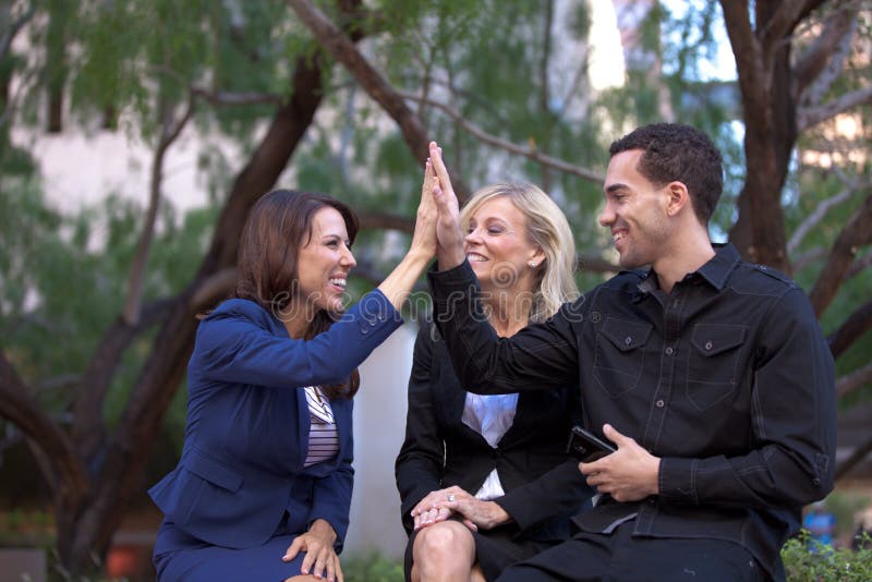 Group of Business People Smiling Outside Stock Image - Image of ...
