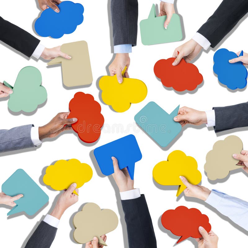 Group of Business People with Speech Bubbles Stock Photo - Image of ...