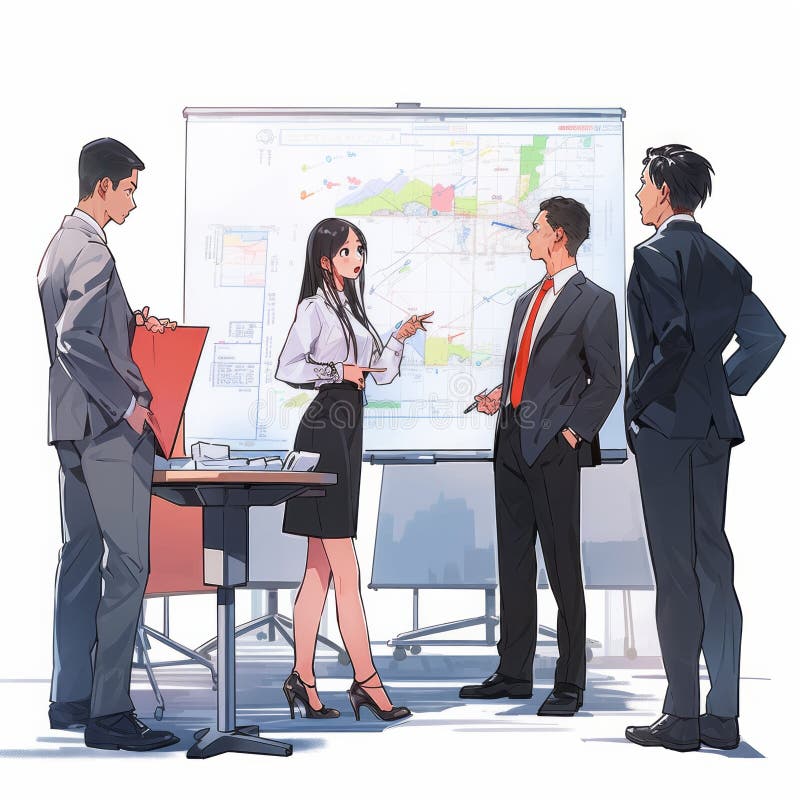 A Group of Business People are Standing Around a Table in Front of a ...