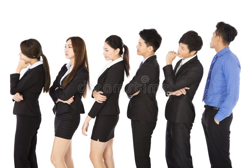 Group of Business People Standing and Waiting in Row Stock Image ...