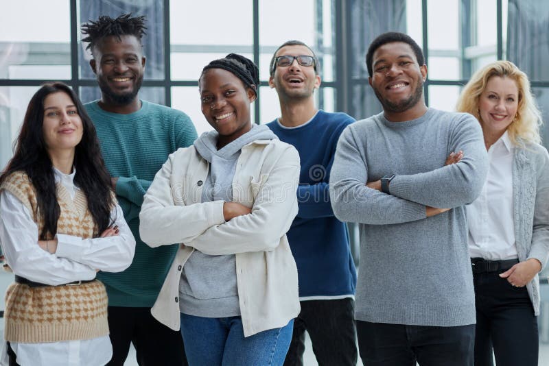 Group of Business People Standing at the Window of a Modern Office ...