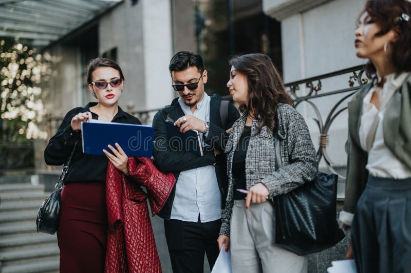 Business People Discussing Plans in Outdoor Meeting Setting Stock Image ...