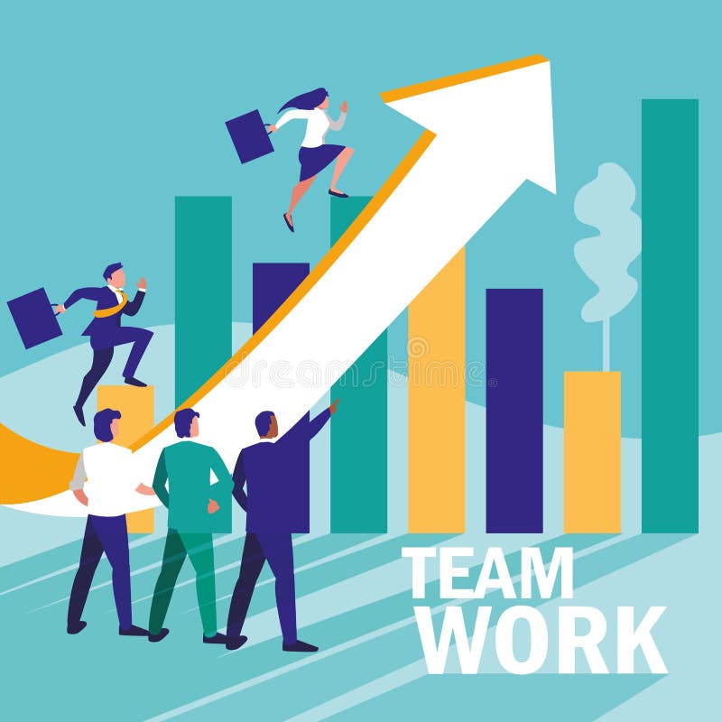 Group of Business People with Statistics Graphic Stock Vector ...