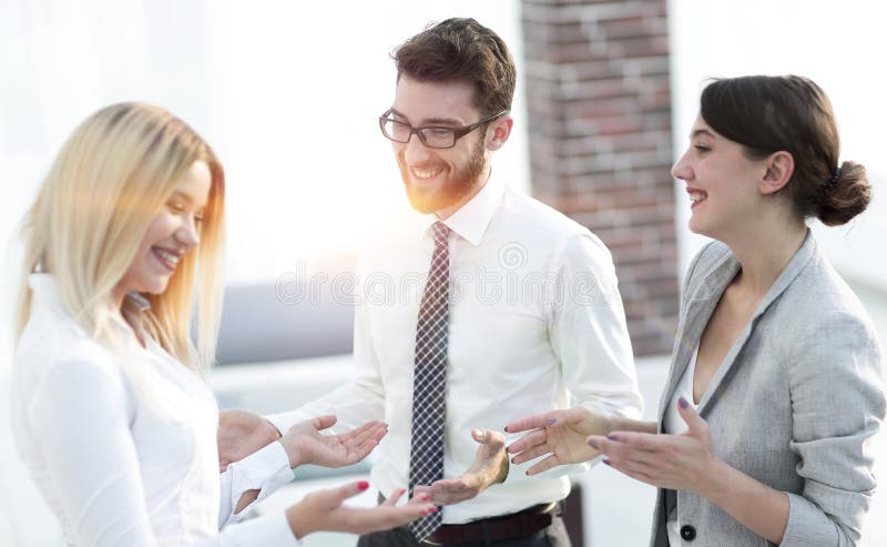 Group of Business People Talking in Office Stock Image - Image of ...