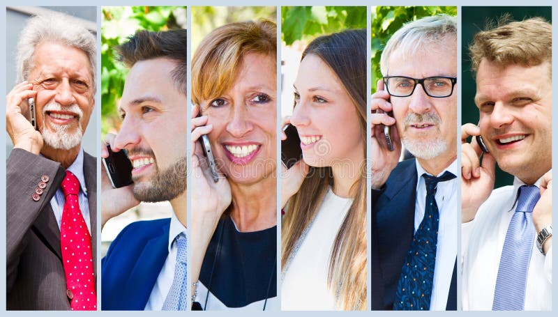 Group of Business People Talking on the Phone Stock Photo - Image of ...