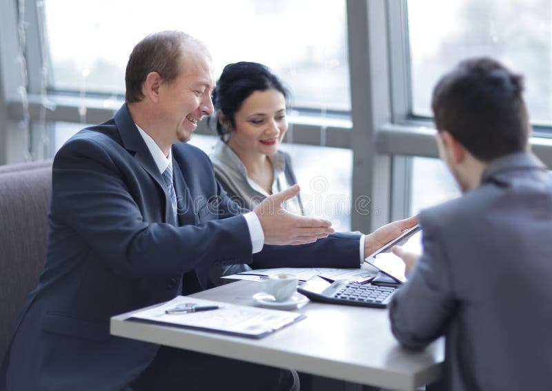 Group of Business People Talking at the Table Stock Image - Image of ...