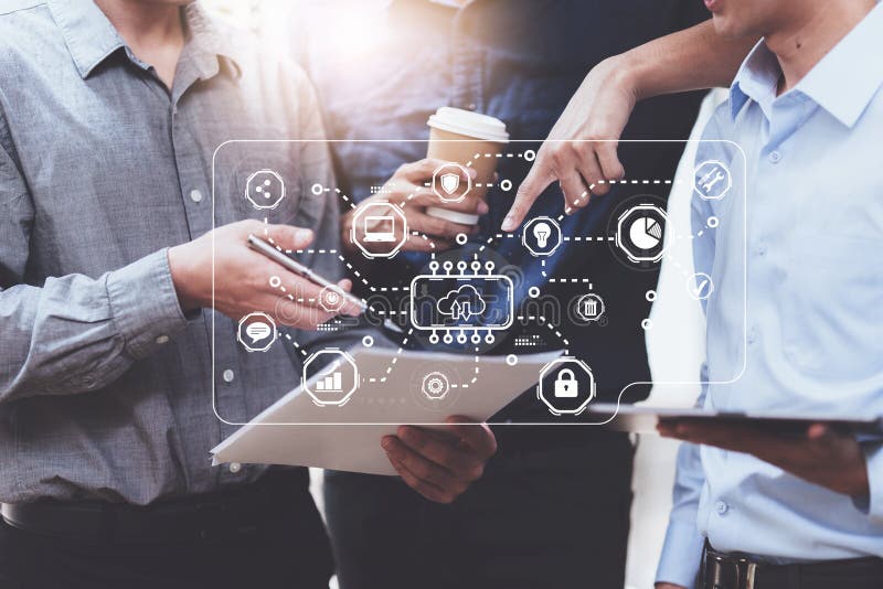 Group of Business People Using AI To Help and Analysis and Research ...