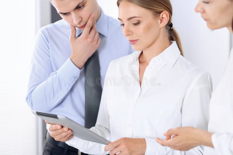 Group of Business People Using Computer in Office. Meeting and Teamwork ...