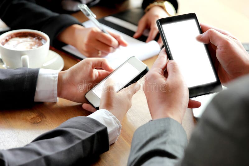 Group of Business People Using Smartphone Stock Image - Image of ...