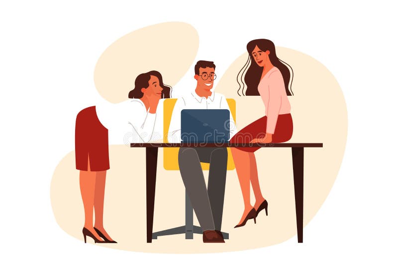 Group of Business People at Work, Office Meeting. Stock Vector ...