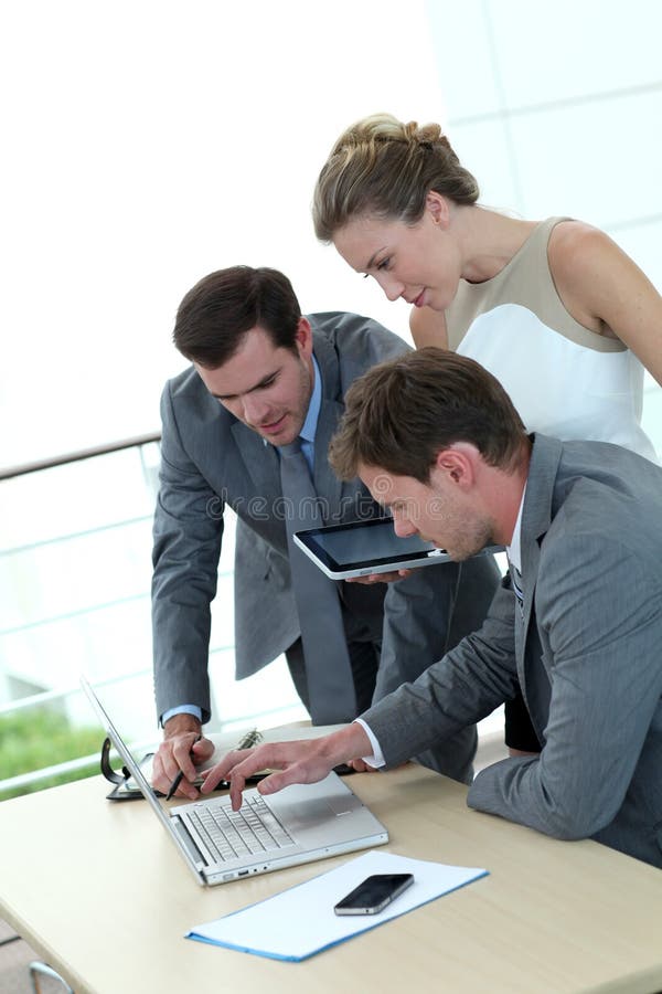 Group of Business People Working on Laptop Stock Image - Image of ...
