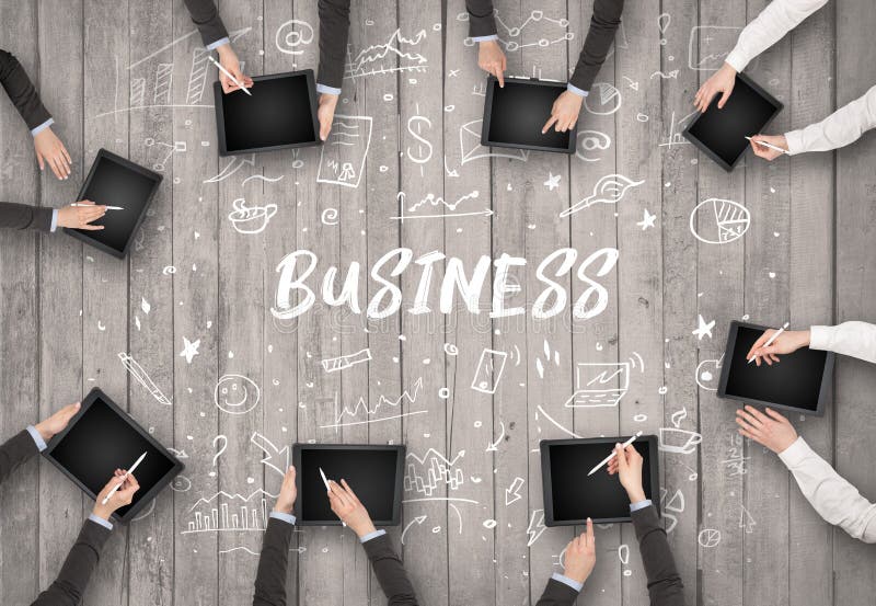 Group of Business People Working in Office Stock Image - Image of ...