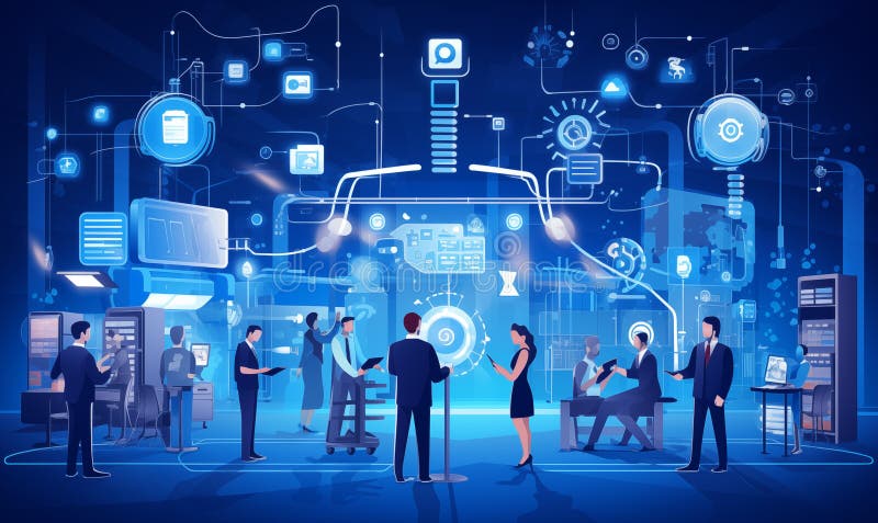 Group of Business People Working Together in Modern Office with ...