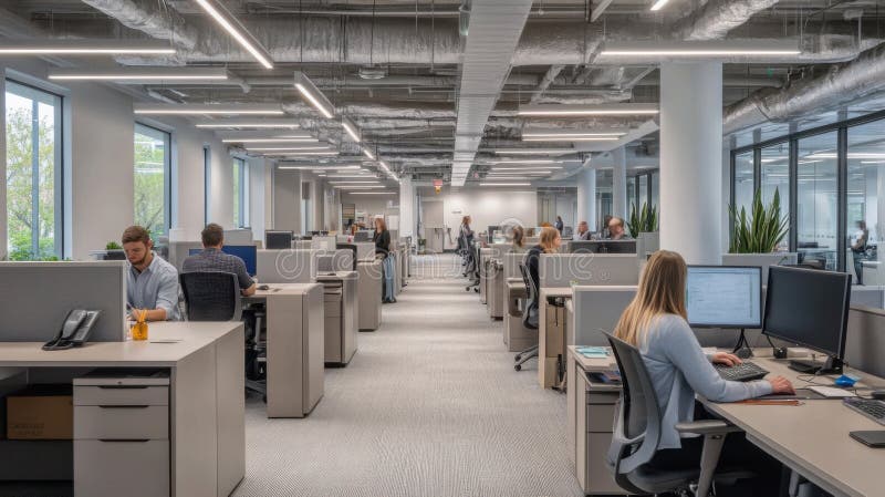 Group of Business People Working Together in a Modern Open Plan Office ...