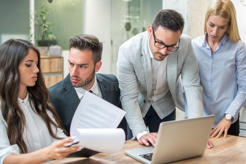 Group of Business People Working Together in Office. Stock Photo ...