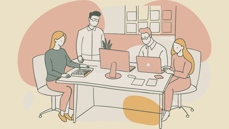 A Group of Business People Working Together in the Office Stock Vector ...