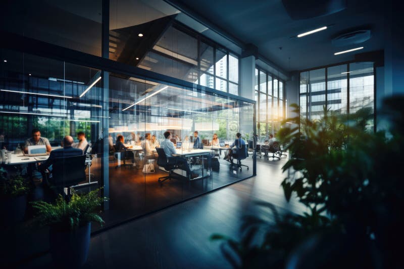 Group of Business People Working Together in an Open Space Office with ...