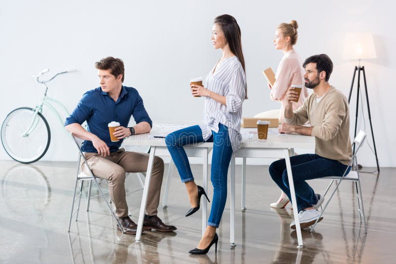 Group of Business People at Workplace in Modern Office Stock Image ...