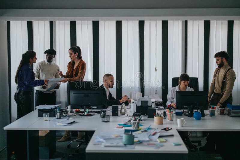 Group of Business Professionals Collaborating in a Modern Office ...